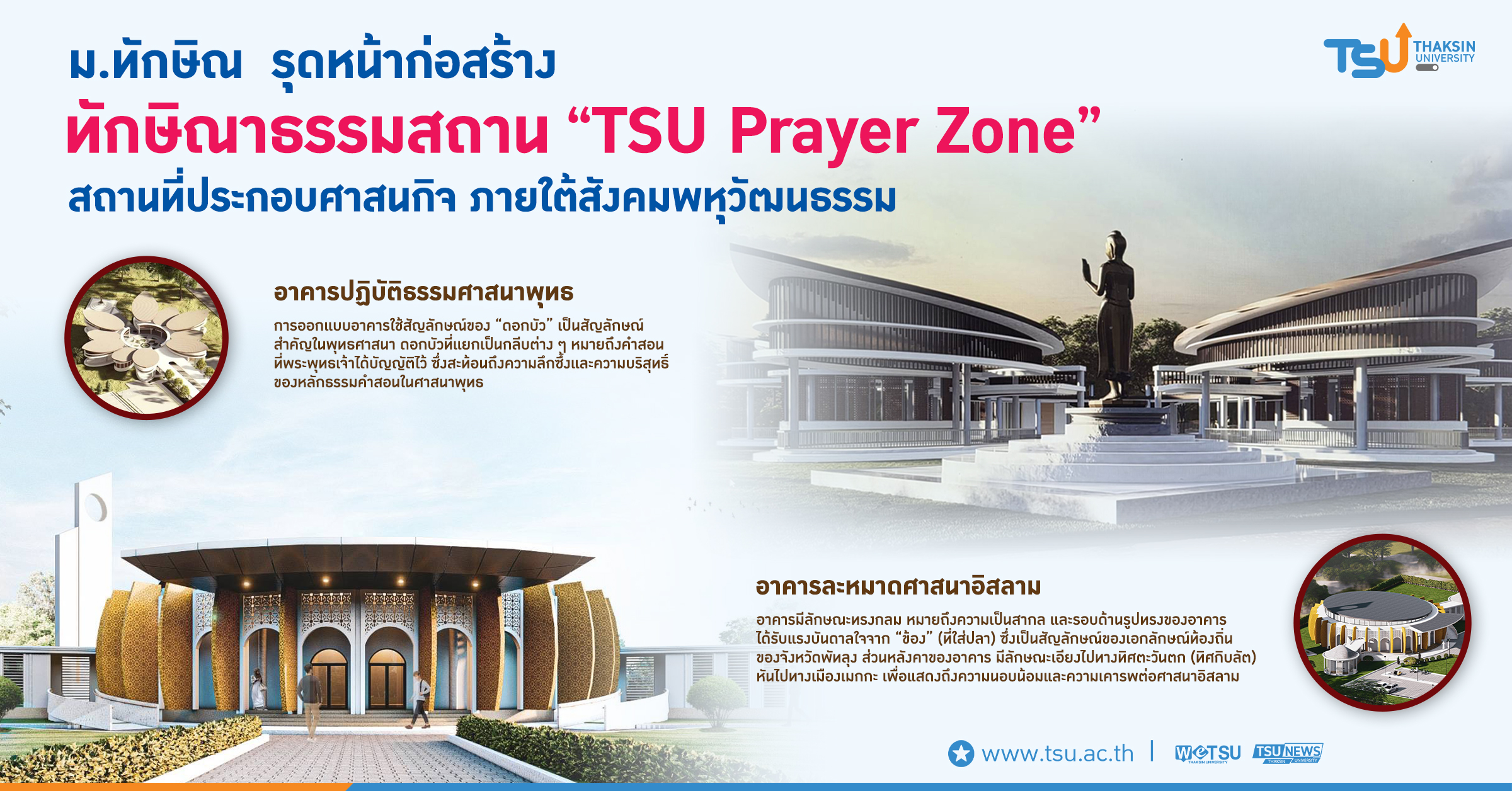 ม.ทักษิณ รุดหน้าก่อสร้าง ทักษิณาธรรมสถาน TSU Prayer Zone สถานที่ประกอบ ...
